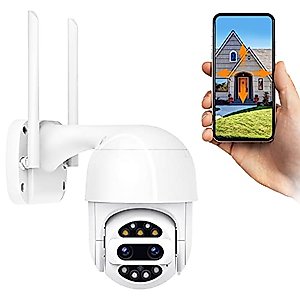 Topiacam PTZ Security Camera Outdoor, 4X Optical Zoom, 350°Pan 100°Tilt, Wi-Fi Home Surveillance Camera with Motion Detection, Floodlight & Siren Alarm, Color Night Vision, 2-Way Audio, White(AP30)