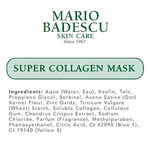 Mario Badescu Super Collagen Mask, Clay Mask Face Skin Care Ideal for Combination, Dry or Sensitive Skin, Pore Minimizer with Hydrating Collagen and Purifying Kaolin Clay, 2 Oz