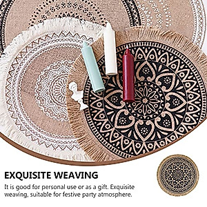 VOSAREA Desk Decor Desk Decor Decorative Place Mat 1Pc Jute Table Mat Stylish Cup Mat Photo Prop Household Linen Cloth Table Mat Round Placemat Rustic Home Decor Rustic Home Decor