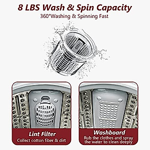 Giantex Portable Washing Machine, Full Automatic Washer and Dryer Combo 8lbs, 1.0 cu.ft 6 Programs 6 Water Levels Built-in Drain Pump, Top Load 2 in 1 Laundry Washer Apartment Dorm (Pink & White)