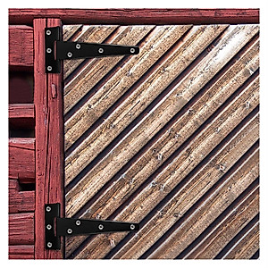 Heavy Duty Hinge,Long Strap T Hinge, 6 X 5 Inch Heavy Duty Hinges Black Iron T-Shaped Triangle Hinges Shed Wood Fence Door Hinges Hardware