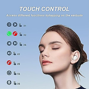 Wireless Earbuds, Bluetooth 5.3 Headphones 30H Playtime Wireless Charging Case & LED Power Display Deep Bass IPX7 Waterproof Earphones Microphone Stereo Headset for Sports/Workout/Gym(White)
