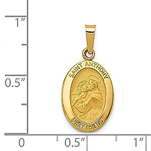 IceCarats 14K Yellow Gold Saint Anthony Medal Necklace Charm Pendant 23.3mm x 11mm Only