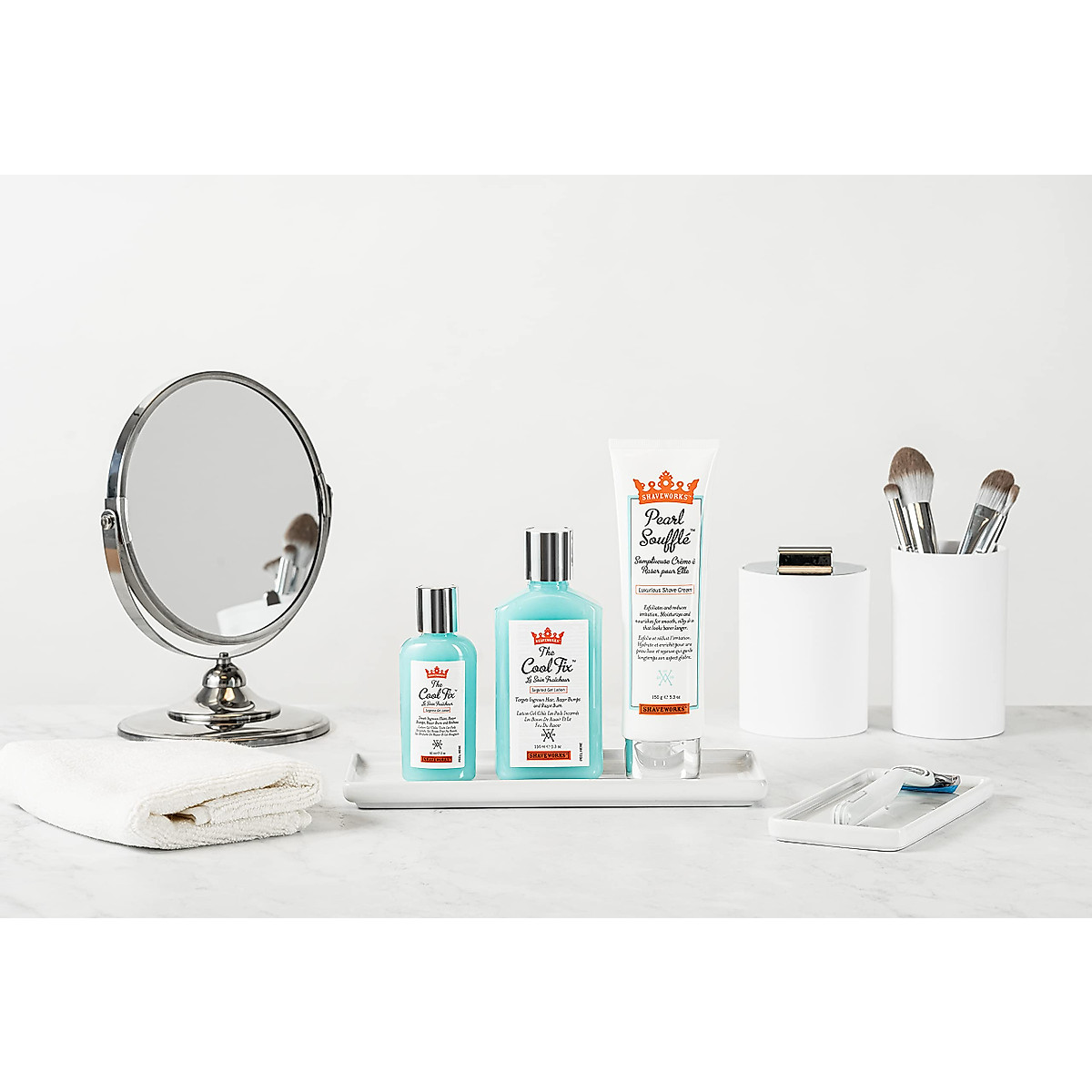 Shaveworks Post Waxing and Shaving Solution for Ingrown Hair, Razor Bumps and Razor Burns, The Cool Fix, 5.3 Fl Oz. and The Pearl Soufflé Shave Cream, 5.3 Fl Oz.