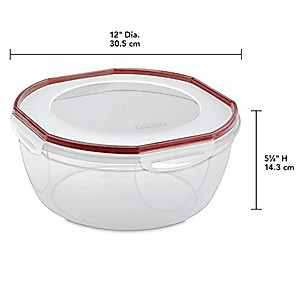 Sterilite Ultra Seal 8.1 Quart Bowl, Clear Lid & Base w/ Red Rocket Gasket, 2-Pack