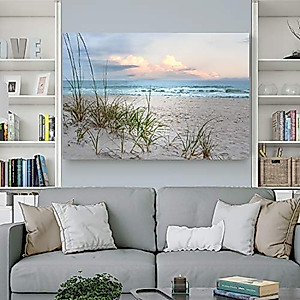 Renditions Gallery Home Wall Art Pictures Sunset View at Calm White Sandy Beach Canvas Hanging Prints for Living Room Office Walls - 32"X48" LT08