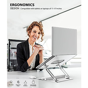 BoYata Laptop Stand, Laptop Holder, Multi-Angle Stand with Heat-Vent, Adjustable Notebook Stand for Laptop up to 17 inches, Compatible for MacBook Pro/Air, Surface Laptop, and so on (Silver)