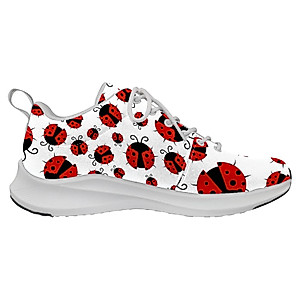 MhrsLifePack Women's Running Shoes Sports Shoe Shockproof Slip Ladybug 10 Girls Sneakers Print Lightweight Multicolor
