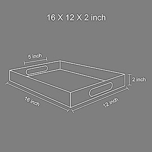 White Acrylic Tray 16" x 12" with Handles, Decorative Tray for Coffee Table, Kitchen or Living Room, Clear Acrylic Vanity Tray Spill Proof for Home Decor - Ottoman Tray, Serving Tray