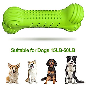 LUKITO Puppy Chew Toys, Durable Dog Bones Dog Chew Toys for Teething, Tough Puppy Teething Toys with Natural Rubber for Small and Medium Dog (Green+Orange)