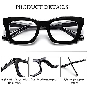SCVGVER Retro Cateye Glasses Classic Non-Prescription Clear Lenses Eyewear for Women Men (Black Frame/Clear Lens)