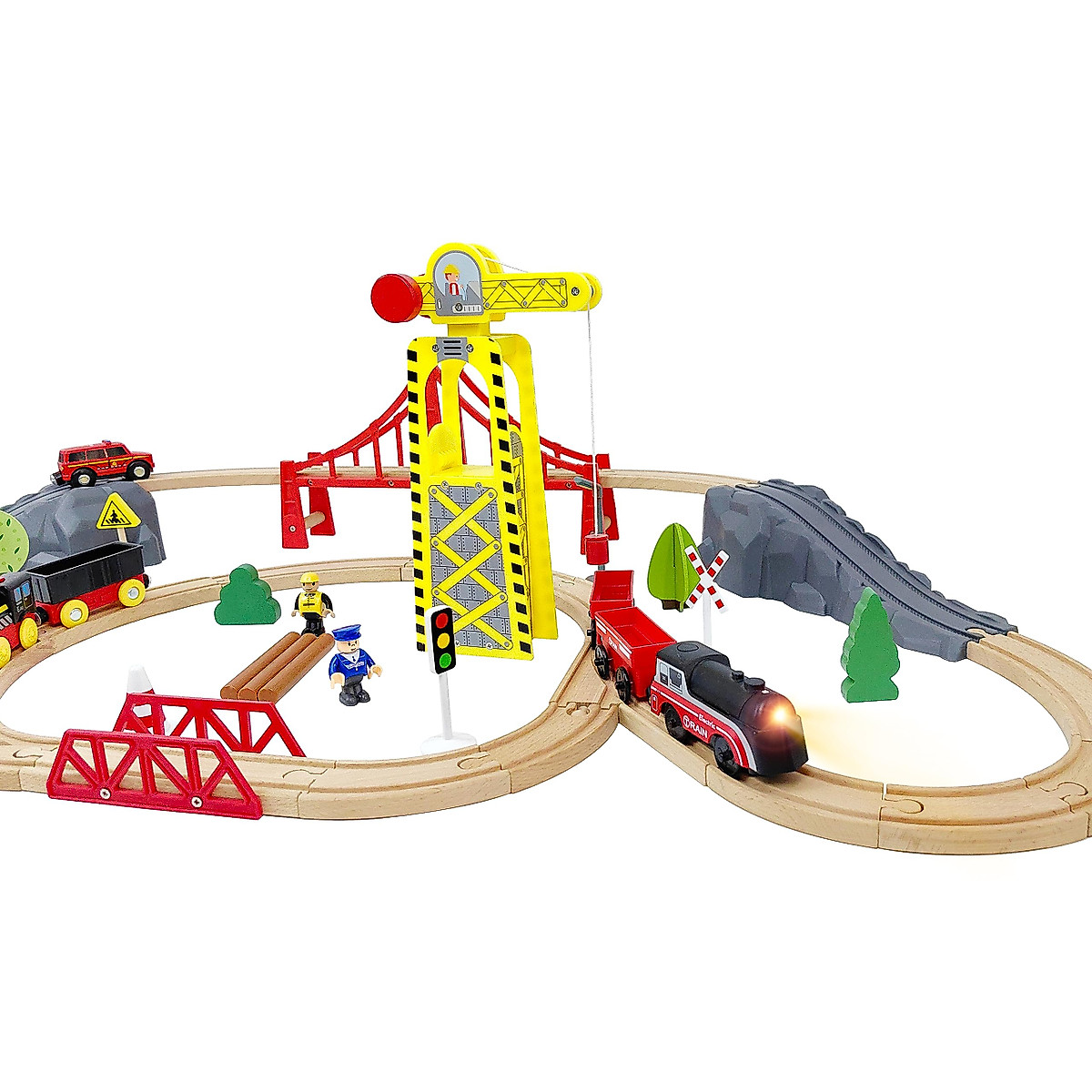 Battery Operated Train for Wooden Track, Motorized Train for Toddlers 3+ Years Old, 3Pcs Train Toy Set Electric Train Compatible with Thomas, Brio, Chuggington, Melissa and Doug