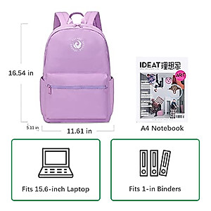 Abshoo Lightweight Backpack for School Classic Basic Water Resistant Casual Daypack Plain Bookbag (Purple)