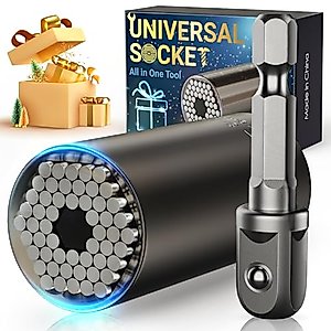 Super Universal Socket Gifts for Men - Tools Christmas Stocking Stuffers for Adults Grip Socket Set with Power Drill Adapter, Gadgets for Men Dad Him Kids Husband Who Have Everything Cool Stuff Ideas
