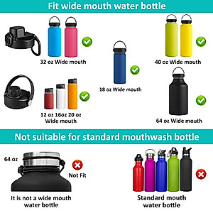 Vmini Push-Button Flip Lid, Compatible with Hydro Flask Wide Mouth Water Bottle, Wide and Rotating Handle, Easy to Carry - Leak-Proof, Compatible with Most Wide Mouth Water Bottles