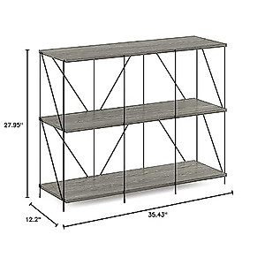 Furinno Besi 3 x 2 Industrial Multipurpose Shelf Display Rack with Metal Frame, Finn Oak