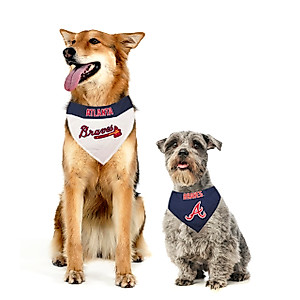 Pets First BRV-3217-S-M MLB Dog Bandana - Atlanta Braves Reversible Pet Bandana, Small/Medium, MLB Team Color
