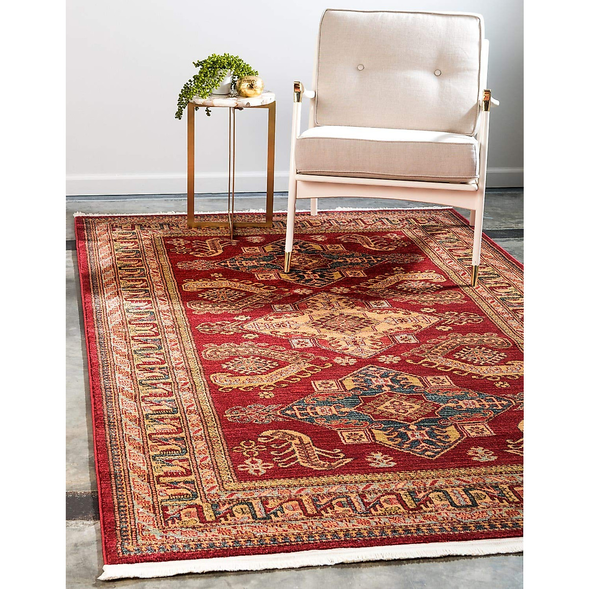Unique Loom Sahand Collection Traditional Geometric Classic Red Area Rug (5' 0 x 8' 0)