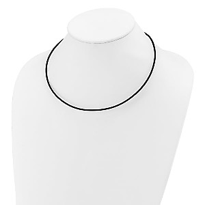 14k White Gold 2mm 16 Inch Black Leather Cord Chain Necklace Pendant Charm Fine Jewelry For Women Gifts For Her