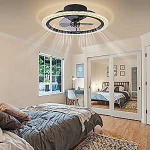 REDSTAR Modern Ceiling Fan with Light 20", Higher Light Transmittance with Traditional Safe and Quiet Motor, Black Ceiling Lights with Fan Remote Control Reversible for Bedroom