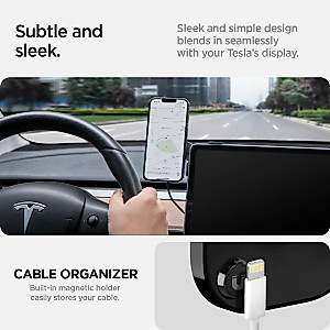 Spigen OneTap 3 (MagFit) [Upgraded Adhesive] Designed for Tesla Model 3/Y/S/X Designed for MagSafe Car Mount Compatible with iPhone 15 Pro Max, 15 Pro, 15 Plus, 15, 14, 13, and 12 Series