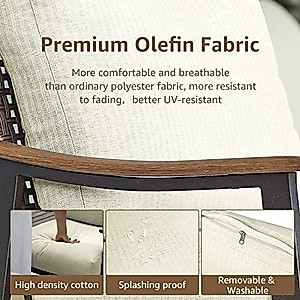 NATURAL EXPRESSIONS Patio Furniture Set,Outdoor Furniture Patio Sofa Outdoor Sectional Metal Patio Conversation Set with High Back Wicker Backrest, Loveseat & Ottoman for Balcony,Backyard,Deck