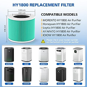 2 Pack HY1800 True H13 HEPA Replacement Filter Compatible with CHIVALZ/MORENTO/Loytio/Honeyuan/AYAFATO/IOIOW HY1800 Air Purifier, 3-in-1 Filtration System, H13 True HEPA HY1800 Replacement Filter