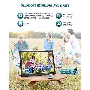 Desobry 17 Inch Small TV with 1080P HDMI Input, Portable TV with Antenna ATSC Tuner, Rechargeable Battery Operated TV Portable Monitor Built-in TV Stand, Mini TV for Bedroom, Kitchen, Camping, RV