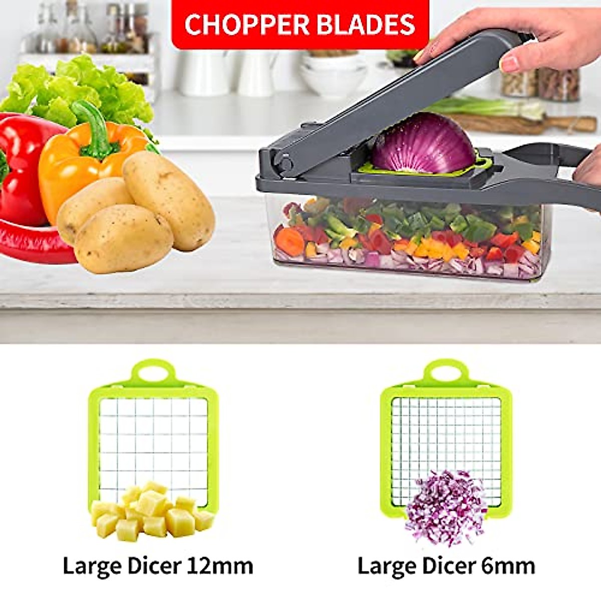 T-GOGO Pro Vegetable Chopper:10-in-1 Mandoline Slicer,Onion Chopper Slicer Dicer,Egg Separator Slicer,Vegetable Chopper Cutter Slicer,Pro Food Chopper Cutter Dicer Slicer with Container for Kitchen