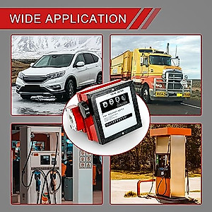 EASYBERG 1 1/2" (1.5 inch) Aluminum Mechanical Fuel Flow Meter, FM-40 Series 4-52 GPM 4 Digital, Used for Fuel Transfer Application