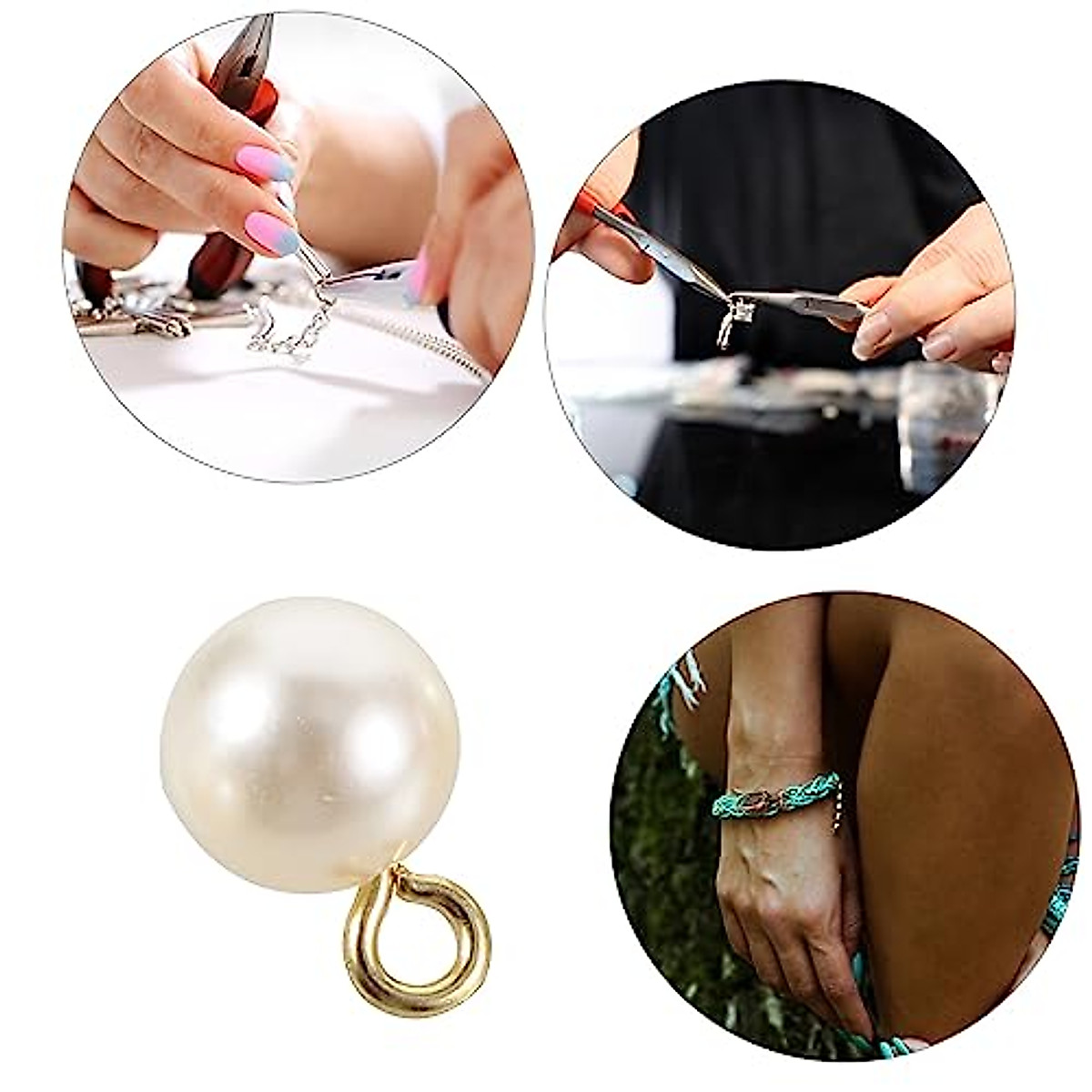 EXCEART 100pcs Faux Pearl Beads 10mm Peal Pendant Charms for Dangle Earrings Necklace Bracelet DIY Jewelry Making Accessories