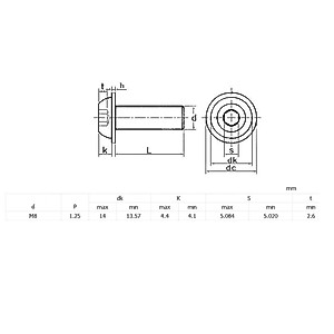 10pcs M8-1.25 x 35mm Flanged Button Head Socket Cap Screw Bolts, Allen Socket Drive, Black Oxide Finish, Carbon Steel 10.9 Grade,DIN7380