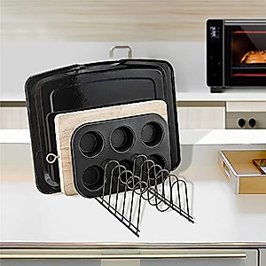 SANNO Pan Pot Lid Holder Kitchen Lid Rack Organizer for Plates, Cutting Boards Bakeware, Cooling Racks, Pots & Pans, Serving Trays stain,stainless steel nickel