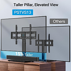 PERLESMITH Universal Swivel TV Stand Base, Table Top TV Stand for 37 to 65, 70 inch LCD LED TVs, Height Adjustable TV Mount Stand with Tempered Glass Base, VESA 600x400mm, Holds up to 88lbs, PSTVS13
