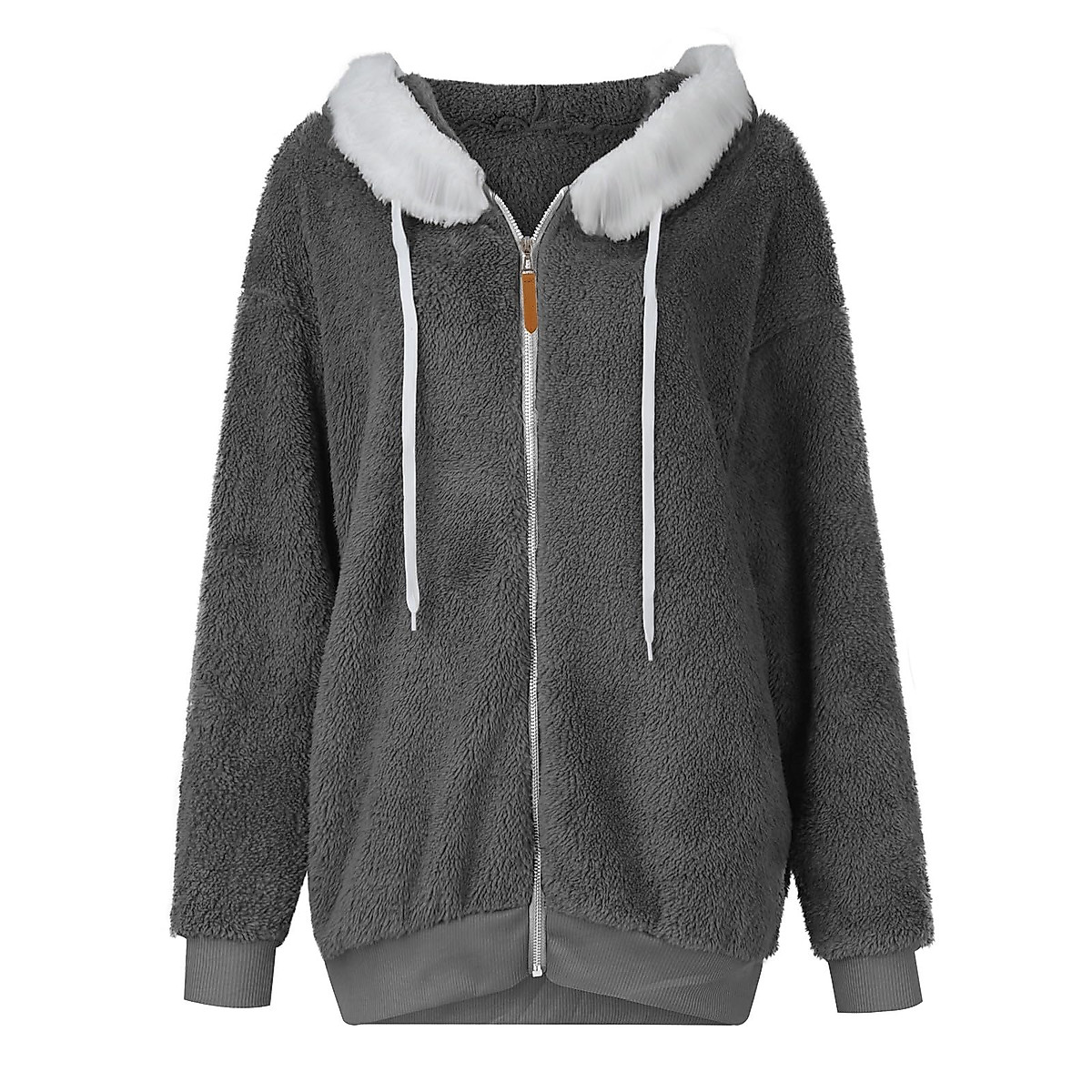 Hooded Fleece Jacket Women 2023 Trendy Long Sleeve Fleece Zip Up Hoodies Lined Pullover Casual Warm Plus Size Winter Coats For Women With Pockets Zipper Fuzzy Hooded Sweatshirt(A Dark Gray,4X-Large)