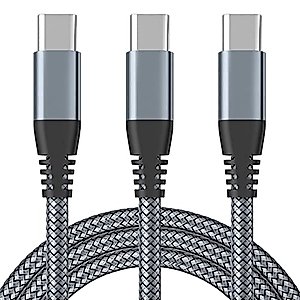 Urehepo USB C to USB C Cable, (10ft, 60W, 3Pack) Nylon Braided 3A Fast Charging USB Type C Charger Cord Compatible with MacBook Pro 2021, iPad Pro 2021, Samsung Galaxy S22, Switch, Pixel (Grey)