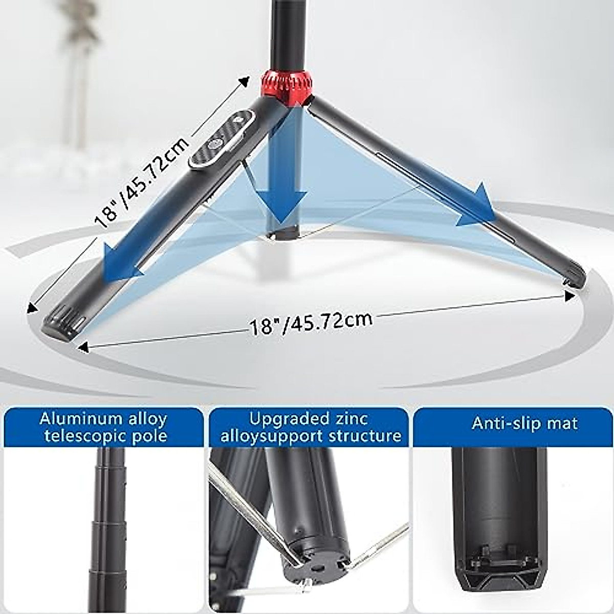 60" Phone Tripod, Selfie Stick Tripod with Remote Extendable All-in-1 Travel Light Phone Tripod Stand, Portable Camera Tripod Compatible with iPhone Android Camera GoPro