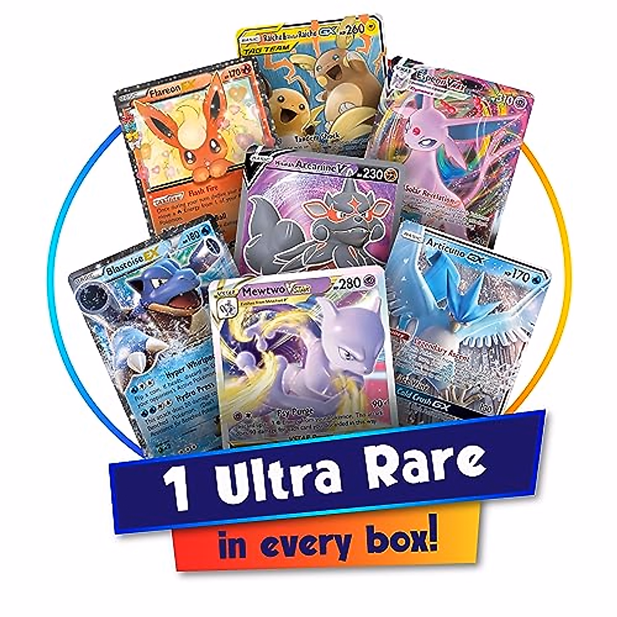 Ultra Rare Power Bundle | 100+ Authentic Cards | 1x Ultra Rare Guaranteed | Legendary, VSTAR, VMAX, V, GX, or EX | Plus Bonus 10x Holos or Rares | GG Deck Box Compatible with Pokemon Cards