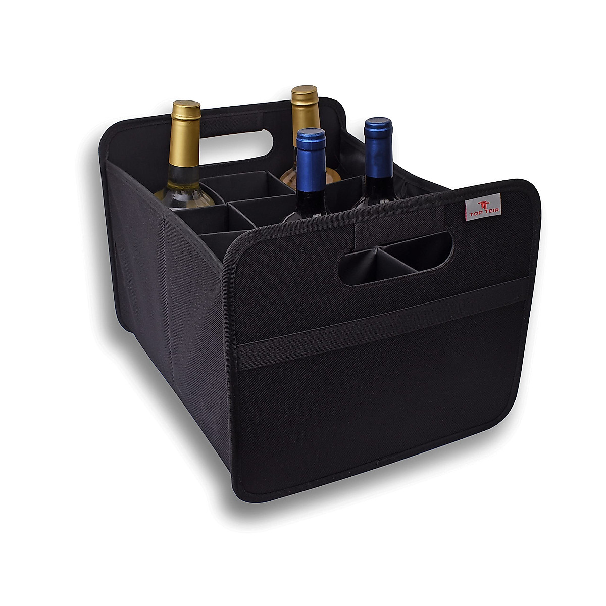 TOP TEIR Foldable 12 Bottle Wine Carrier RV Storage and Organization Camping Storage and Kitchen Storage of Bottles Carry Glassware Shopping Travel Free Bottle Opener