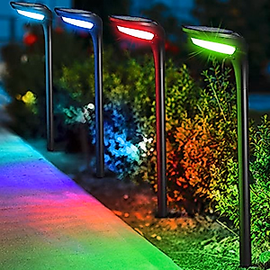 Solar Lights Outdoor Waterproof - 150 Lumen Bright Solar Pathway Lights with 9 Lighting Mode, Solar Garden Lights Christmas Decorations for Outside Landscape Yard Backyard Path Walkway Decor, 4 Pack