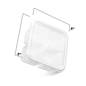 MT Products Small Plastic 4 Compartment Meal Prep Containers with Lids - Disposable Divided Compartment Bento Box for Lunch, Snacks or Travel 6 in x 6 in (15 Pieces) - Made in The USA