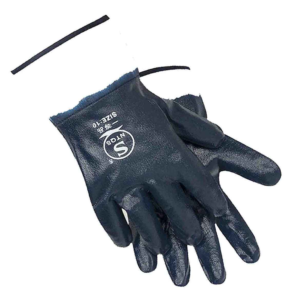 Tumjog 12 Pairs Oil Resistant Gloves, Nitrile Fubber Fully Coated Cotton Safety Work Gloves, Acid Alkali Resistant, for Men & Women Large