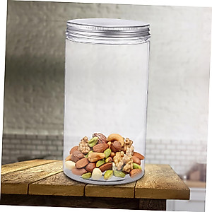 Cabilock 4pcs Plastic Cereal Storage Container Plastic Food Storage Container Tank Food Storage Jar with Lid for Loose Tea Sugar Dry Grains Food Coffee Bean 10cm