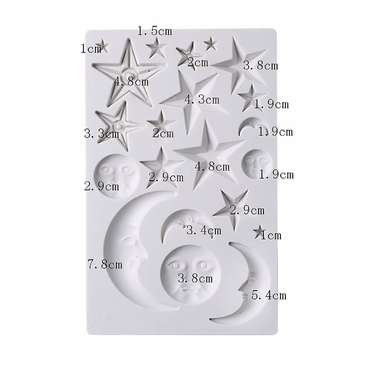 Moon Stars Sun Face Silicone Fondant Mold Chocolate Candy Gumpaste Sugarcraft Tool Cake Decorating Tools Epoxy Resin DIY Polymer Clay Silicone Mold