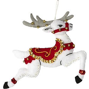 Bucilla Felt Applique 6 Piece Ornament Making Kit, Festive Reindeer, Perfect for DIY Arts and Crafts, 89299E