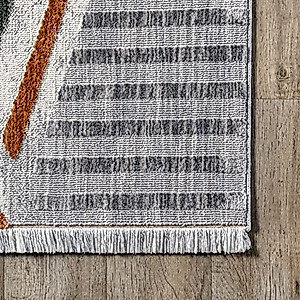 nuLOOM Edna Modern Striped Fringe Area Rug, 5' x 8', Light Grey