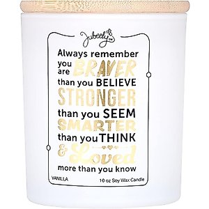 Inspirational Vanilla Scented Soy Candle Christmas Gift for Women, Daughters | Always Remember You are Braver Than You Believe, You are Loved, Thinking of You Holiday Gift & Comforting Newly Divorced