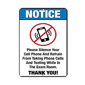 Exam Room Please Silence Your Cell Phone & Avoid Calls Vinyl Sticker Decal 8"