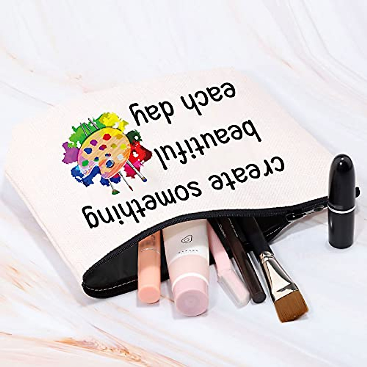 MBMSO Artist Makeup Bag Paint Brush Bag Create Something Beautiful Each Day Painter Gifts Painting Lovers Gifts (Artist)