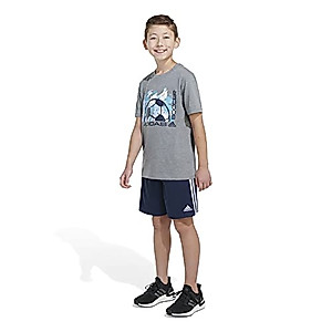 adidas Boys' Little Short Sleeve Cotton Novelty T-Shirt, Charcoal Grey Heather, 7